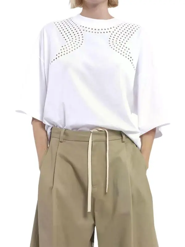 TELA Short-sleeve T-shirt With Studded Detail - White