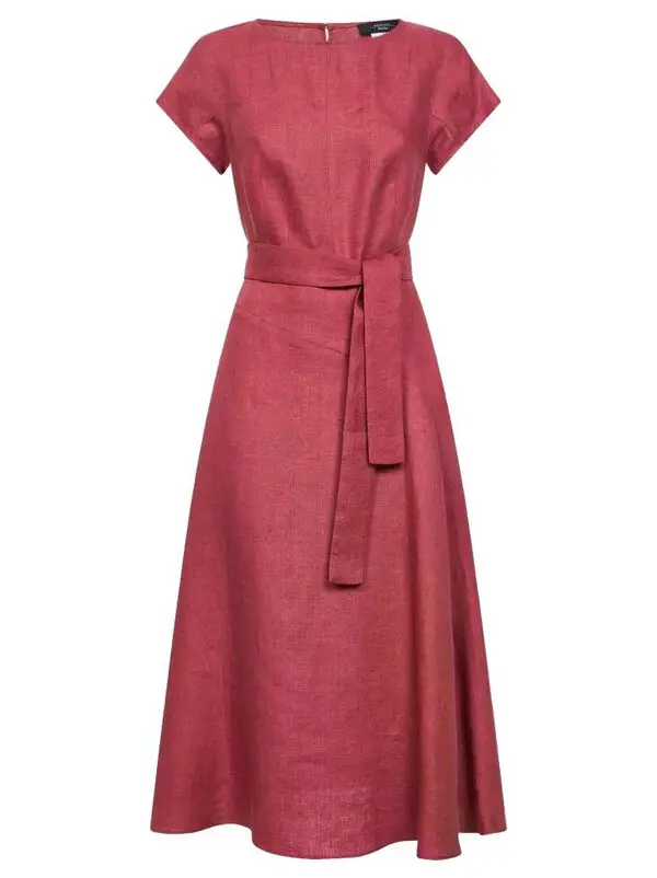 Max Mara Cap-sleeve Belted Midi Dress - Red
