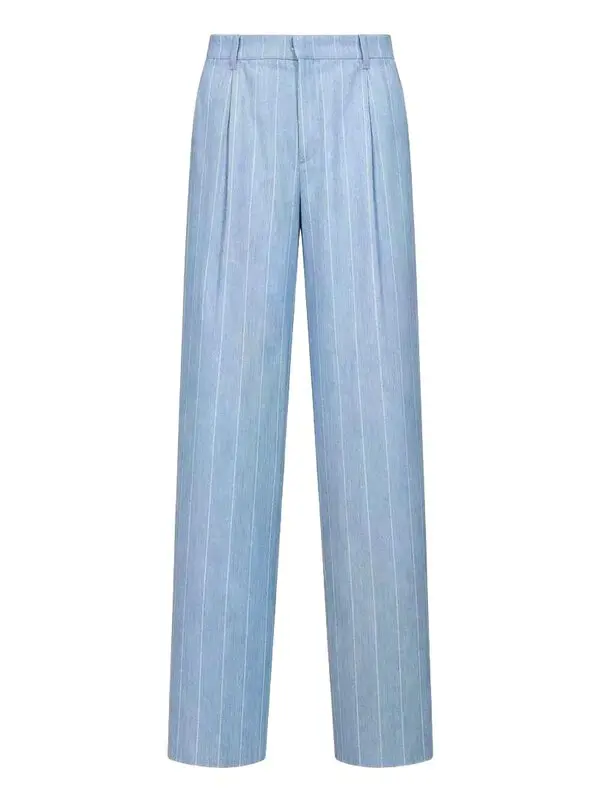 Tagliatore Pinstriped Pleated Trousers - Blue