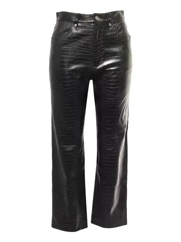 BOSS Croc-embossed Straight-leg Trousers - Black