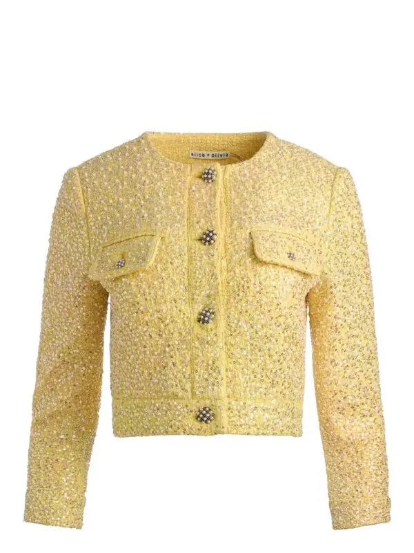 Alice + Olivia Lorie Cropped Jacket - Yellow