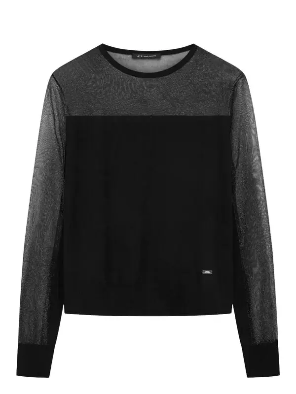 Armani Exchange Long-sleeve See-through Panel Sweater - Black