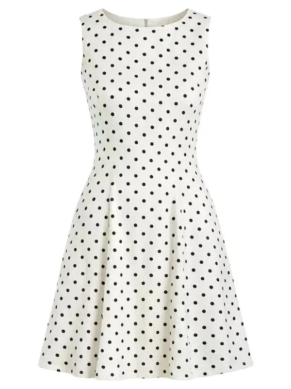 Derhy Maelis Polka Dot Flared Dress - White