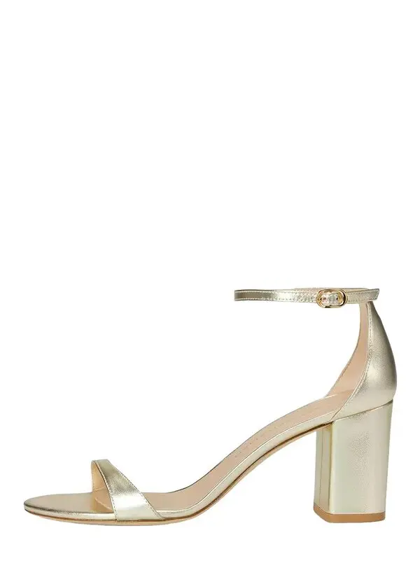 STUART WEITZMAN Nudist Block 75 Ankle-strap Heeled Sandals - Gold