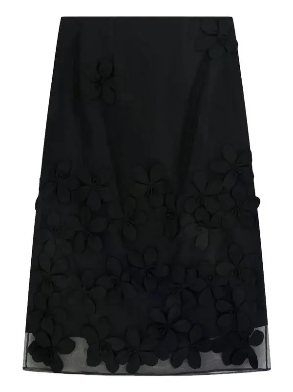 Liviana Conti Floral Appliquéd Skirt - Black