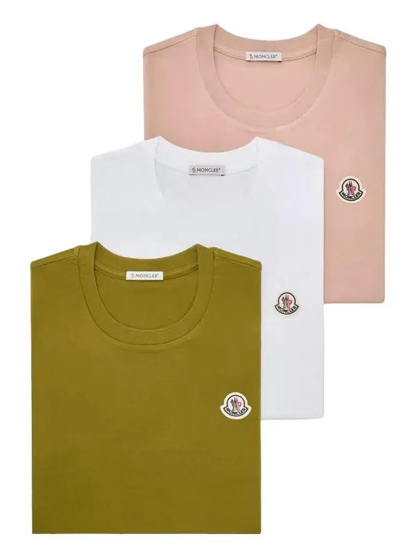 Moncler Set Of Three Patch T-shirts - Green