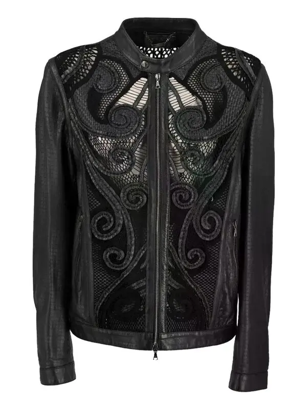 John Richmond Vintage Embossed Leather Jacket - Black