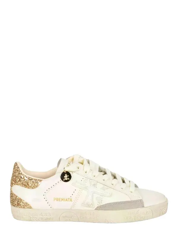 Premiata Glitter-embellished Sneakers - Neutrals