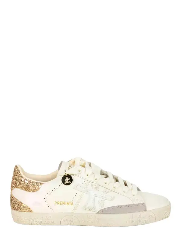 Premiata Glitter-embellished Sneakers - Neutrals