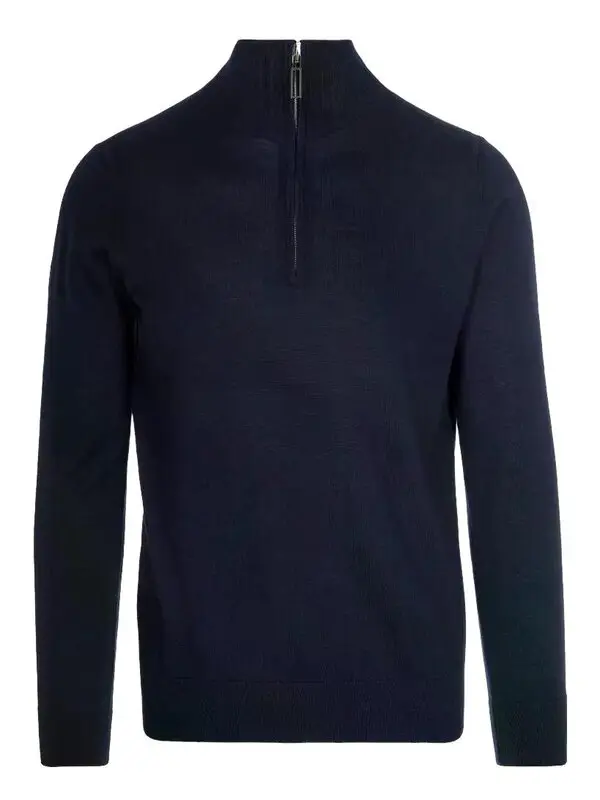 PAOLO PECORA Zip Virgin Wool Sweater - Blue