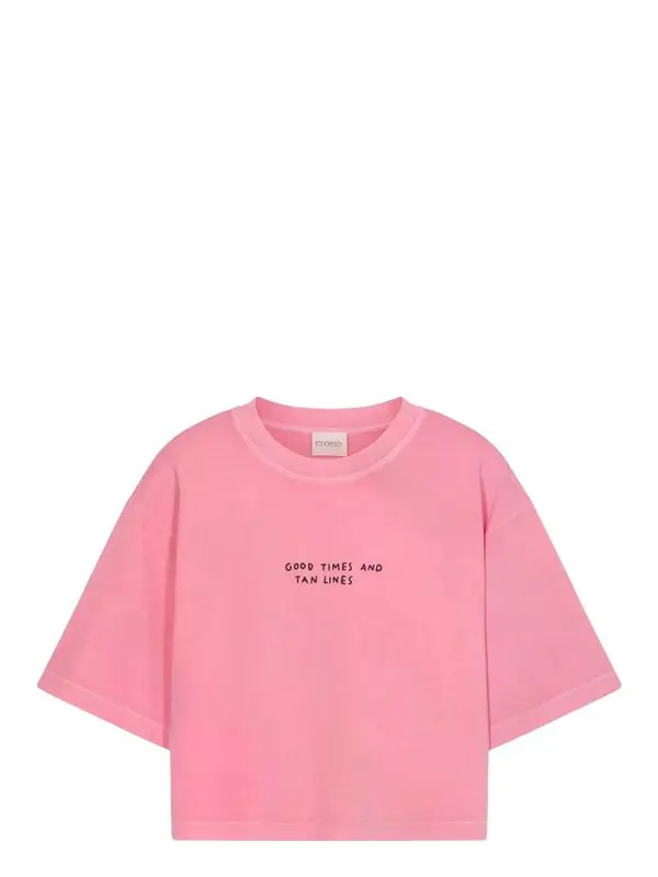 Closed Boxy Cropped T-shirt - Pink