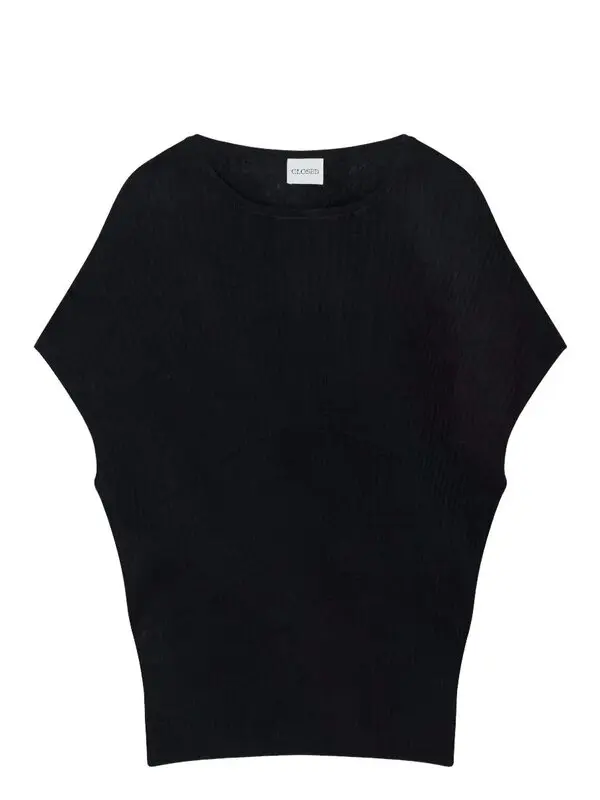 Closed Crew-neck Batwing Sweater - Black