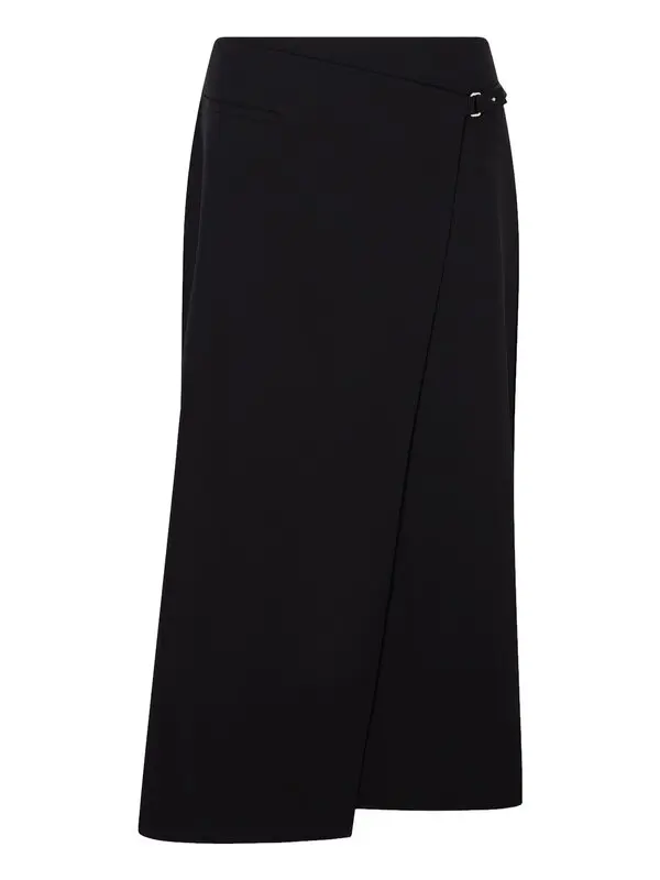 ST. AGNI Wool Midi Wrap Skirt - Black