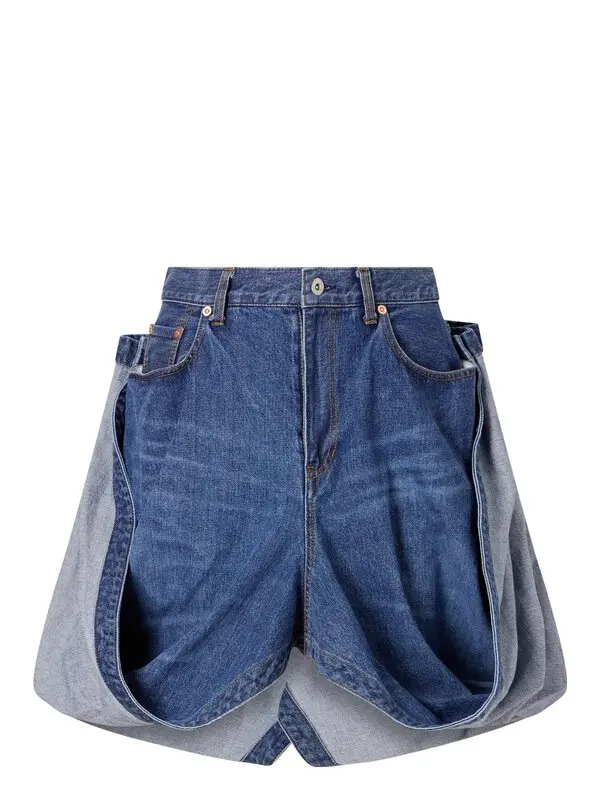 Sacai Folded Denim Skirt - Blue