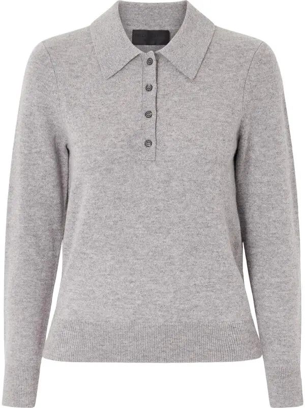 NILI LOTAN Prescott Cashmere Polo Shirt - Gray