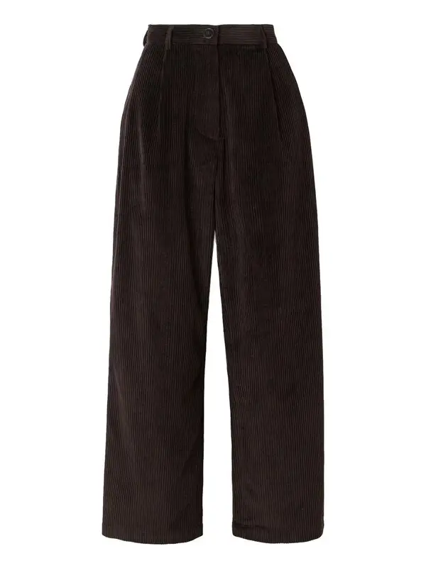 THE FRANKIE SHOP Norstrand Pleated Cotton-corduroy Pants - Brown