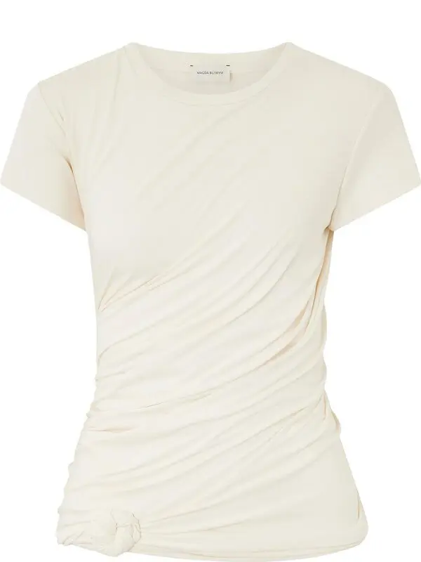 Magda Butrym Gathered Jersey T-shirt - Neutrals