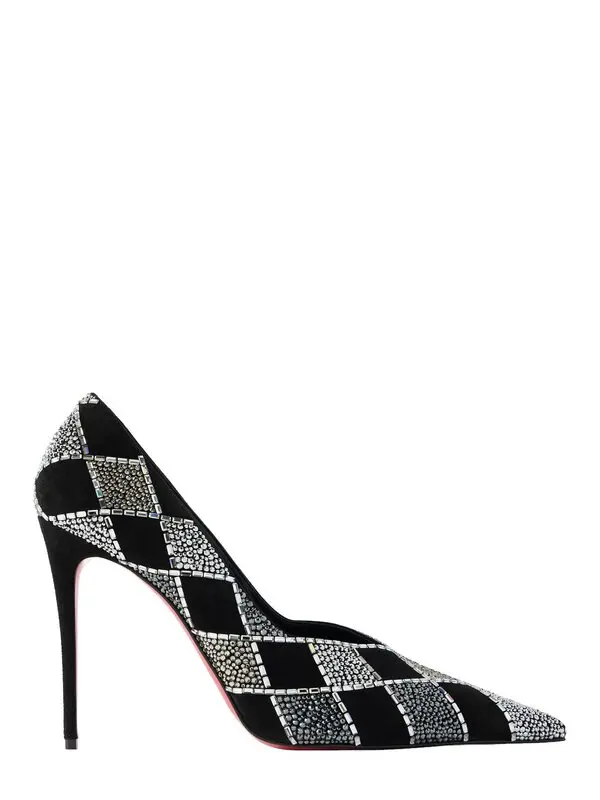 CHRISTIAN LOUBOUTIN Doria 100 Crystal-embellished Suede Pumps - Black