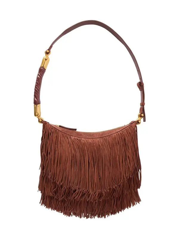 Balmain Ebene Fringed Shoulder Bag - Brown