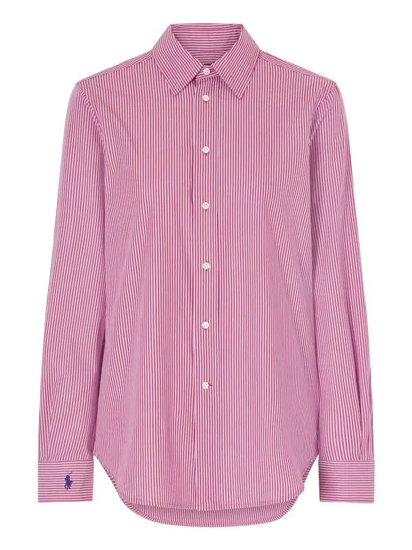 Polo Ralph Lauren Logo-embroidered Striped Poplin Shirt - Pink