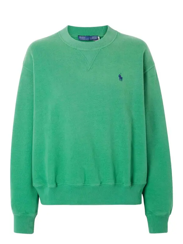 Polo Ralph Lauren Embroidered Cotton-blend Sweater - Green