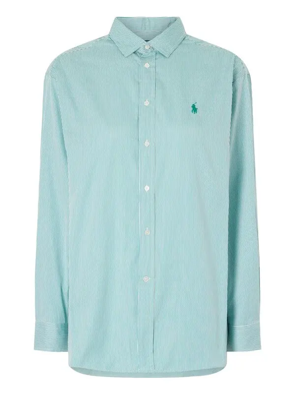 Polo Ralph Lauren Logo-embroidered Striped Cotton-poplin Shirt - Green