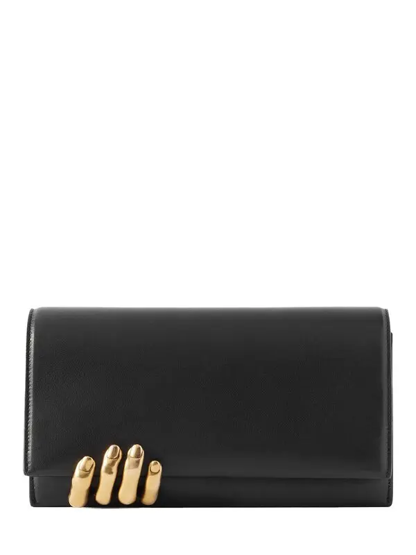 Khaite Embellished Textured-leather Clutch - Black