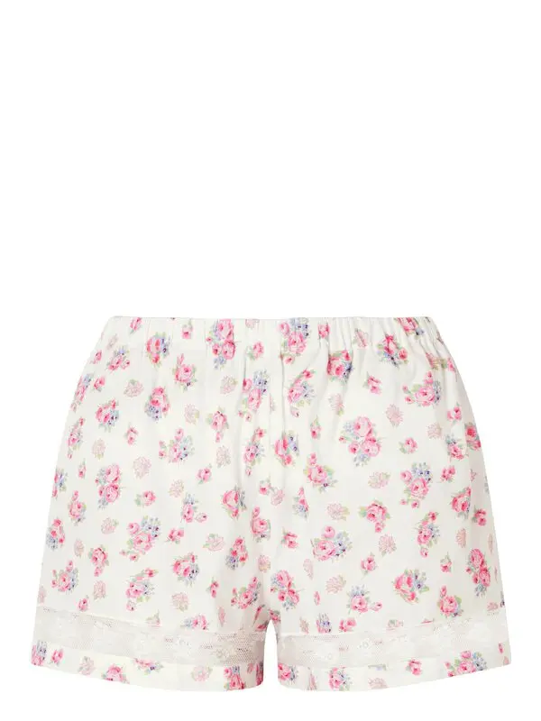 Loretta Caponi Rosita Floral-print Cotton Shorts - Pink