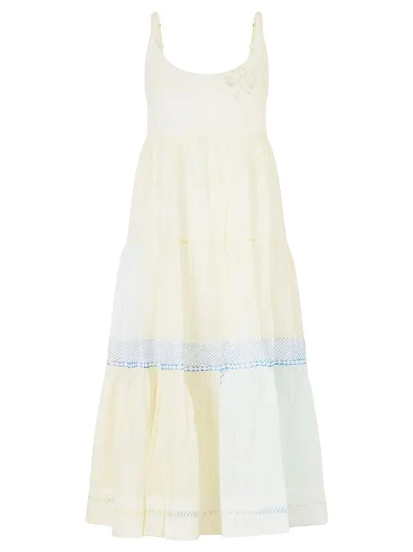 EKA Ikumi Tiered Printed Midi Dress - Yellow