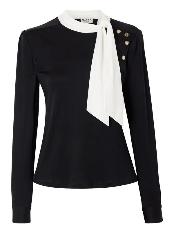 Maison Mayle Silk Shirt With Tie Detailing - Black