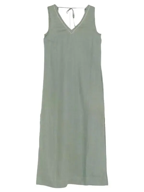 Peserico V-neck Sleeveless Midi Dress - Green