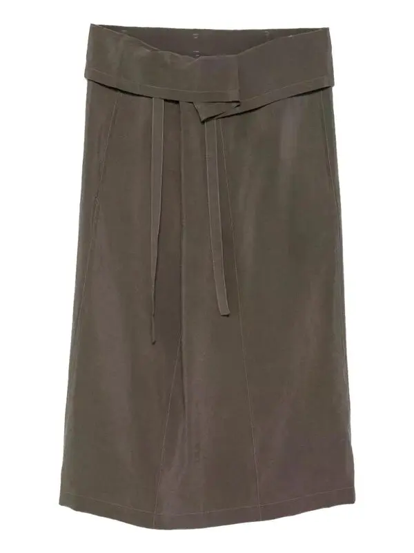 ALYSI Tie-waist Midi Skirt - Brown