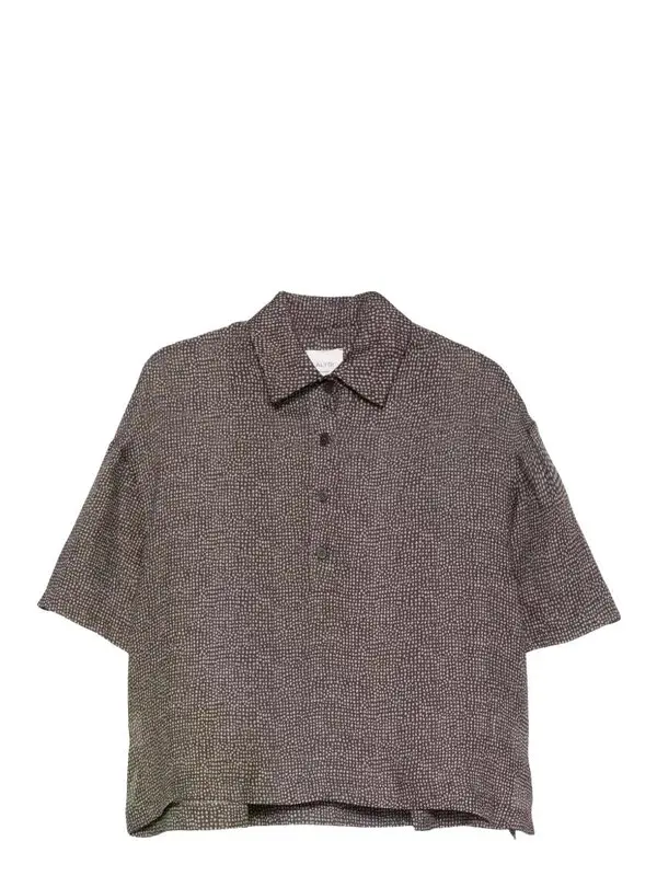ALYSI Polka-dot Polo Top - Brown