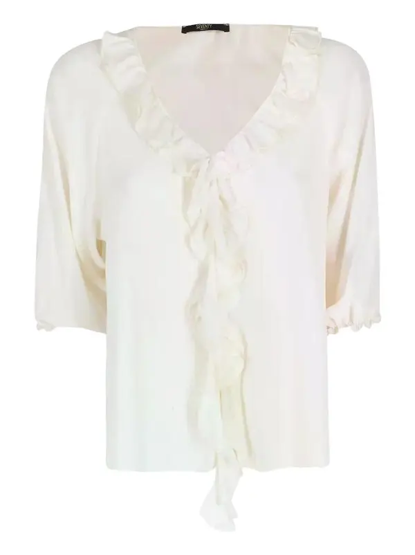 Seventy Ruffled V-neck Blouse - Neutrals