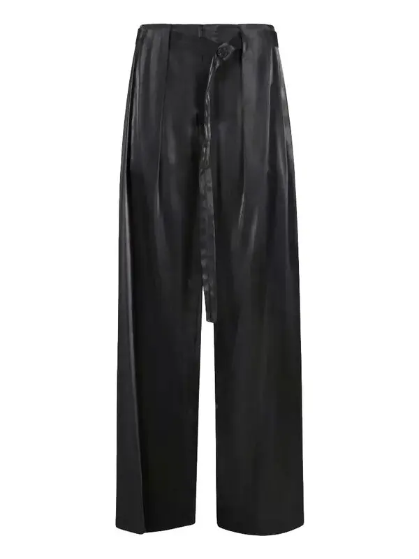 ISABELLE BLANCHE Belted Wide Leg Trousers - Black
