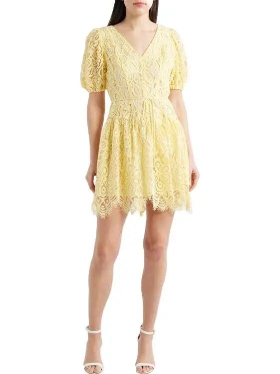 Anne Klein Lace Mini Dress - Daffodil