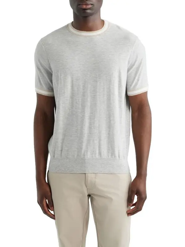 Scott Barber Short Sleeve Reverse Jersey Sweater - Silver