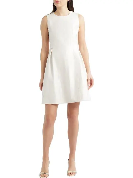 Anne Klein Seamed Fit & Flare Dress - White Dove