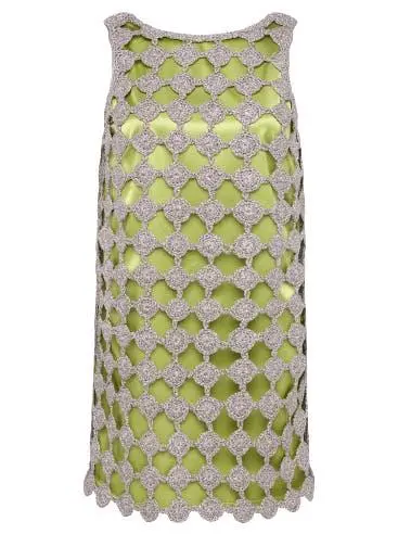 SIMONMILLER Sina Crochet Mini Dress - Moss/satellite Silver