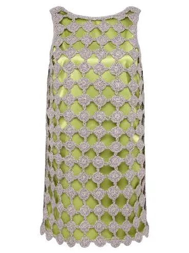 SIMONMILLER Sina Crochet Mini Dress - Moss/satellite Silver