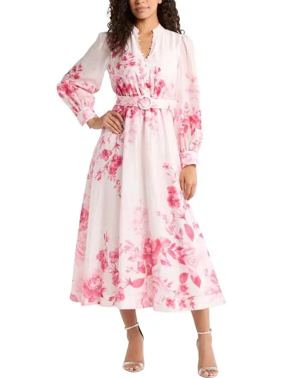 EVER NEW Rosalyn Floral Long Sleeve Belted Dress - Rosina Floral