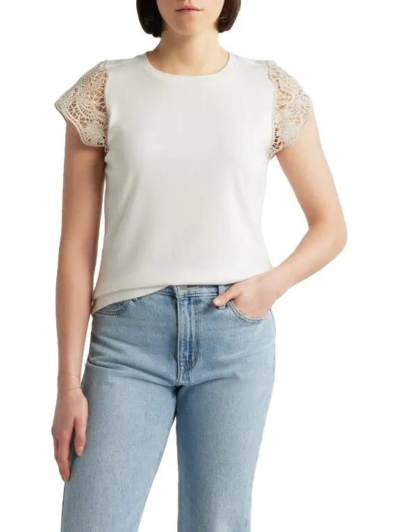 Wit & Wisdom Crochet Knit Top - Off White/natural
