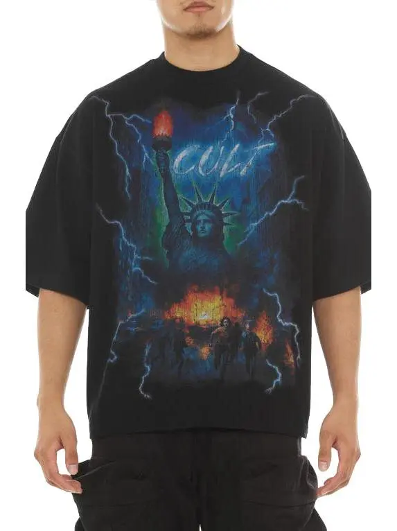 CULT OF INDIVIDUALITY Big Apple Oversize Graphic T-shirt - Black