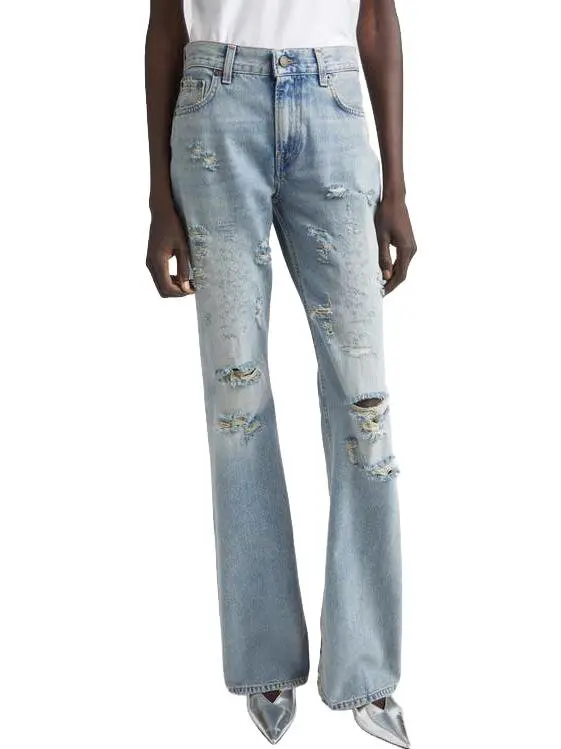 HAIKURE Flora Distressed Flared Jeans - Broken Celestial