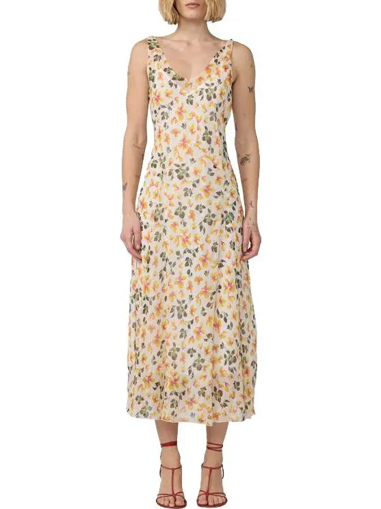 Diane Von Furstenberg Jules Metallic Floral Print Dress - Island Orchid Mini White