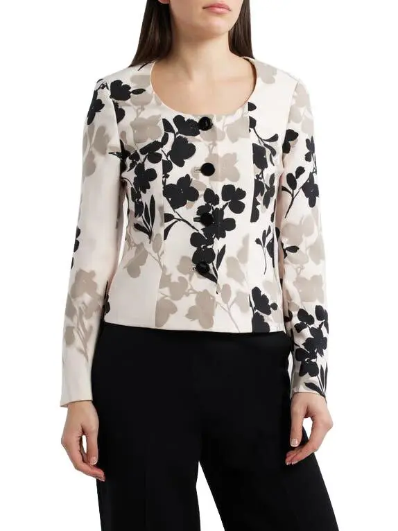 Anne Klein Floral Print Blazer-inspired Jacket - Soft Blossom Multi