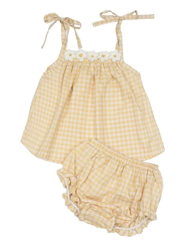 WILD WAWA Crochet Daisy Set - Yellow Gingham