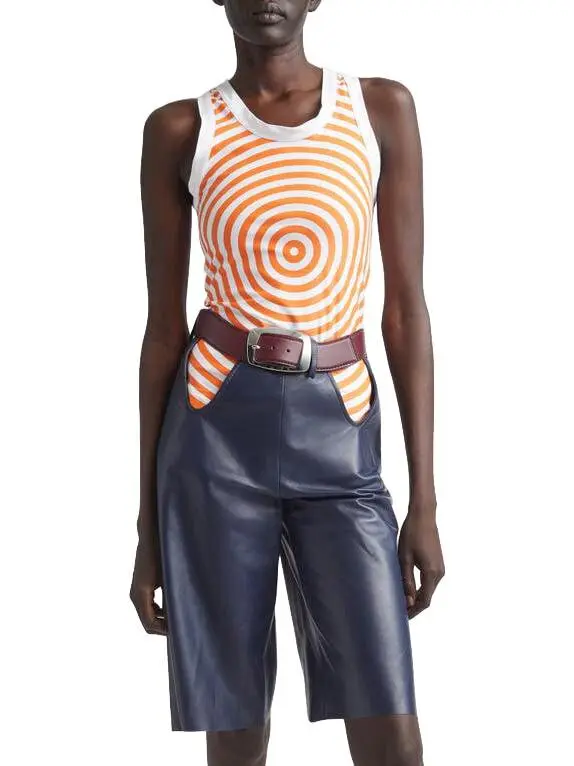 JEAN PAUL GAULTIER Spiral Print Jersey Tank - White/orange