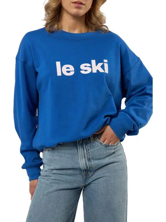 VIENS AVEC MOI Le Ski Cotton Graphic Sweatshirt - Blue