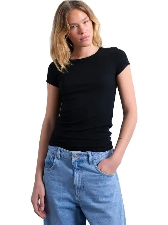 Topshop Fitted Rib T-shirt - Black